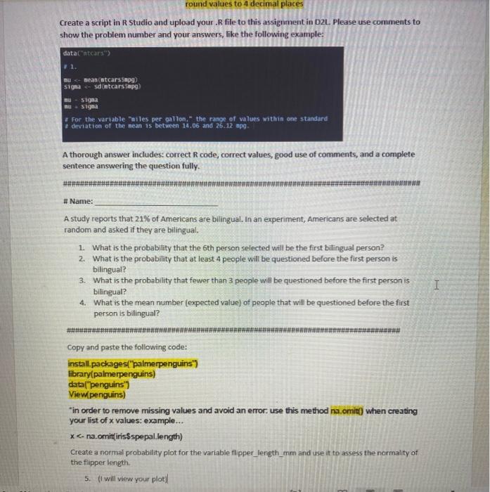 Solved Create a script in R Studio and upload your .R file | Chegg.com