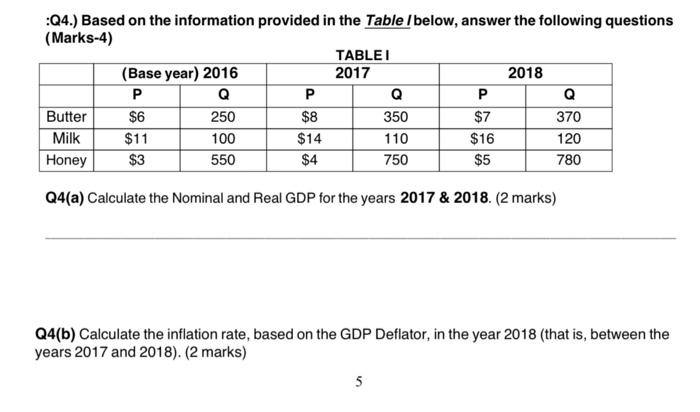 Solved :Q4.) Based on the information provided in the Table | Chegg.com