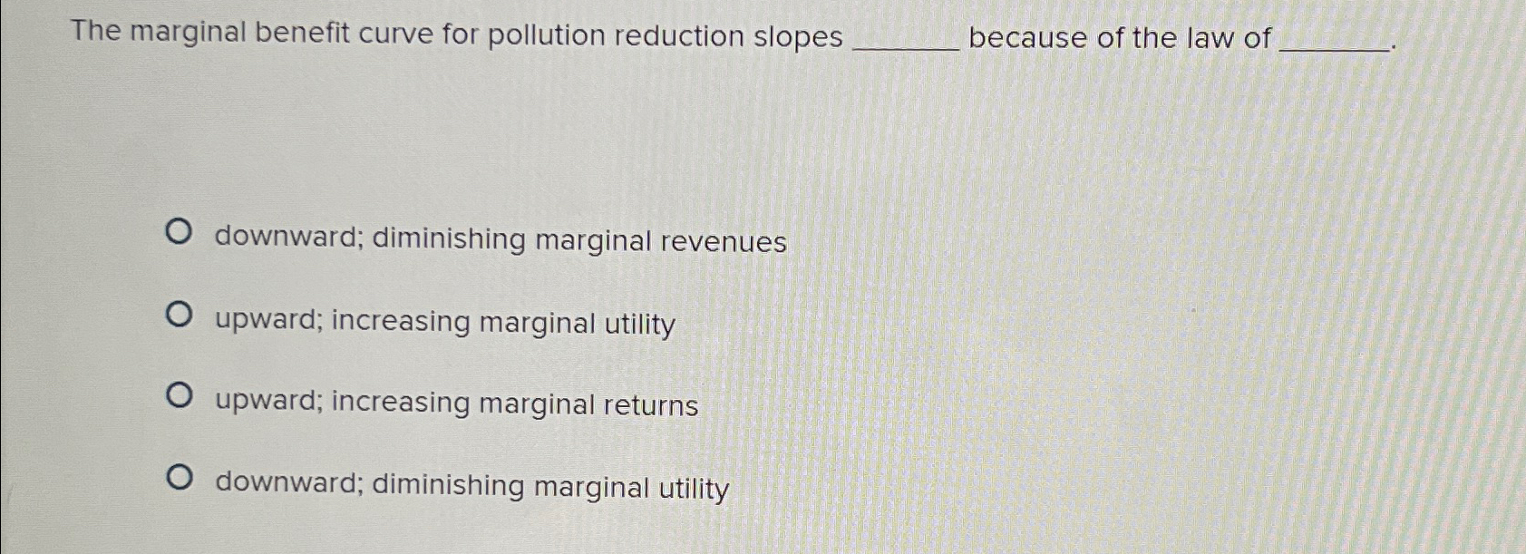 Solved The marginal benefit curve for pollution reduction | Chegg.com