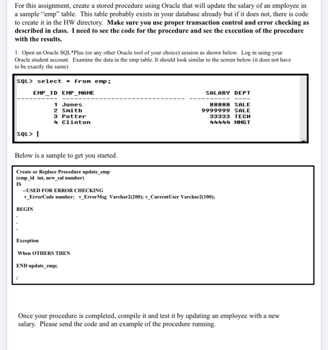 Solved create table emp (emp_id int, emp_name varchar(30), | Chegg.com