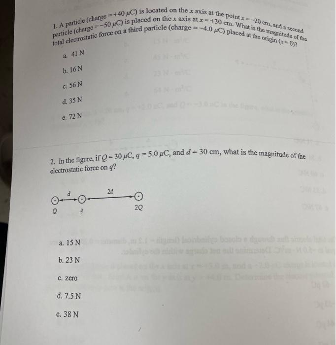 Solved particle (charge-50 C) is placed on the axis at x +30 | Chegg.com
