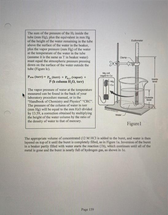Lab 23- Molar Volume of Hydrogen Gas PURPOSE In this | Chegg.com