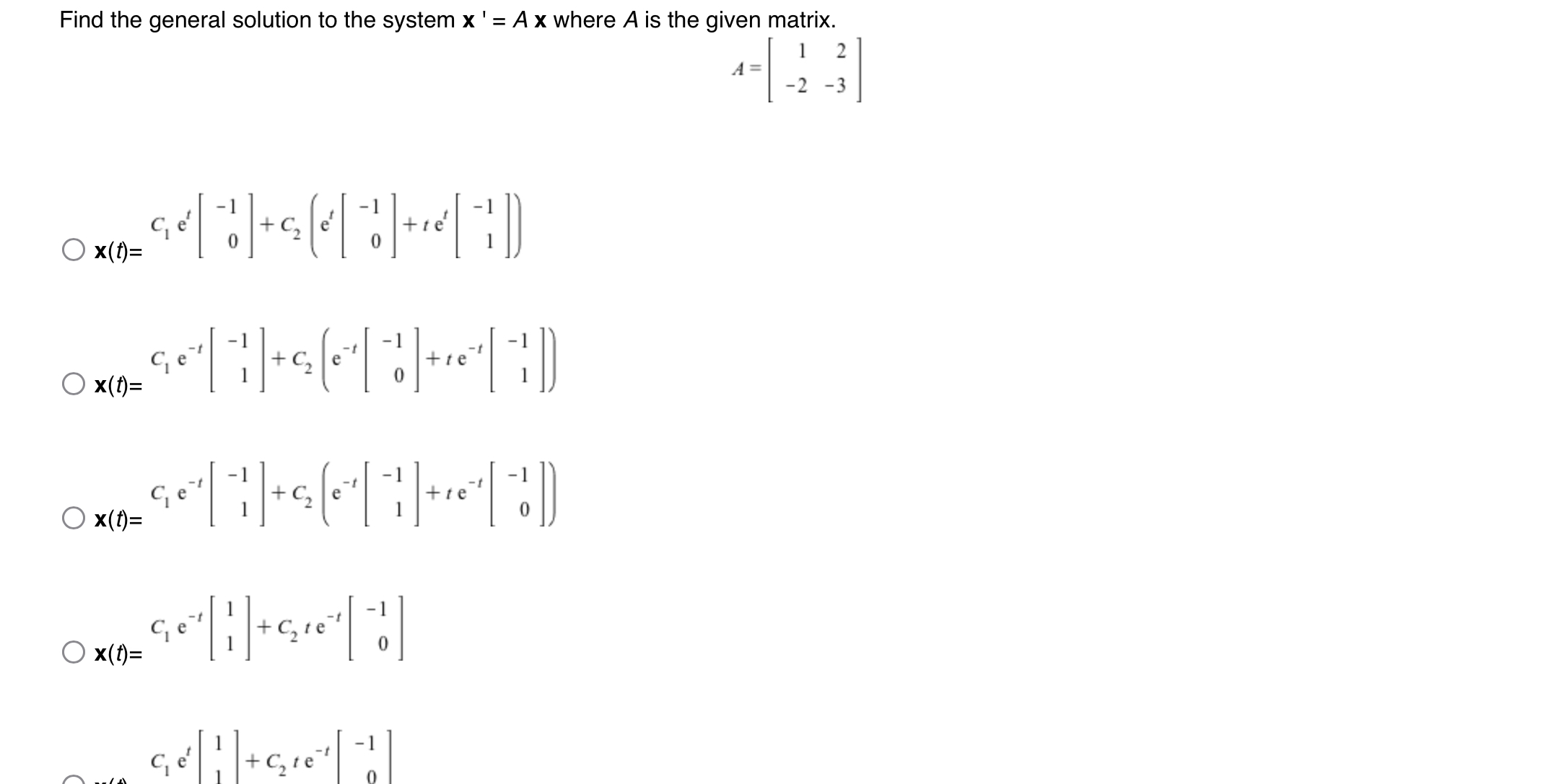 Solved Find the general solution to the system x'=Ax ﻿where | Chegg.com