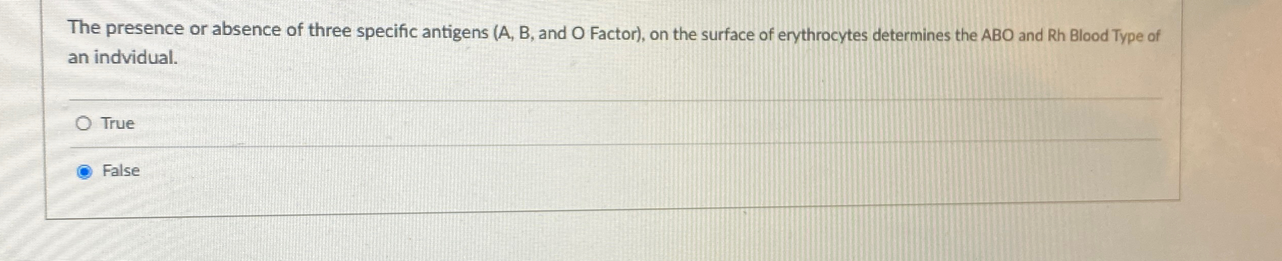 Solved The presence or absence of three specific antigens | Chegg.com