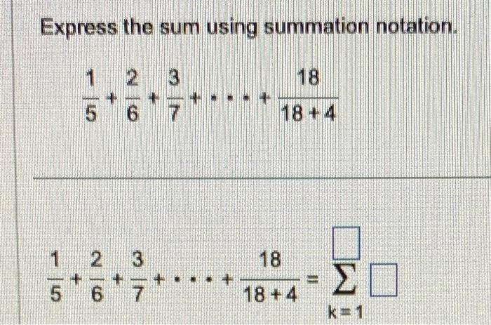 Solved Write out the sum. ∑k=1n4k2 ∑k=1n4k2=+⋯+Express the | Chegg.com