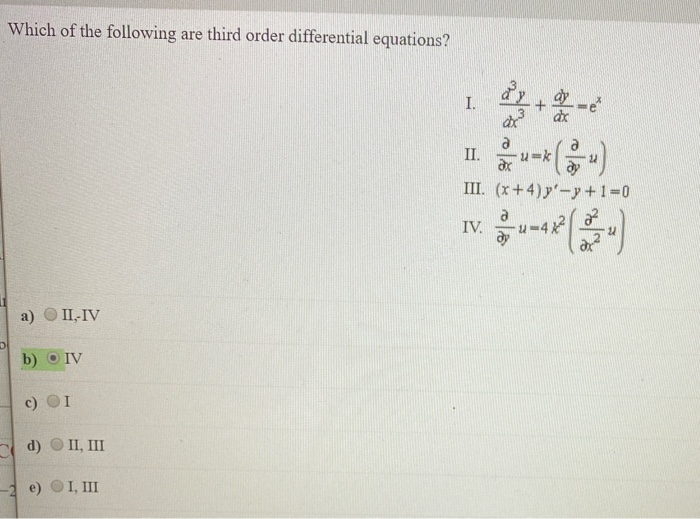 Solved Which Of The Following Are Third Order Differential