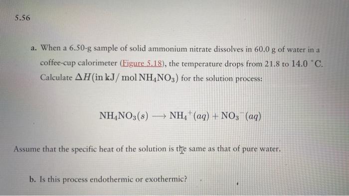 a. When a 6.50 g sample of solid ammonium nitrate | Chegg.com