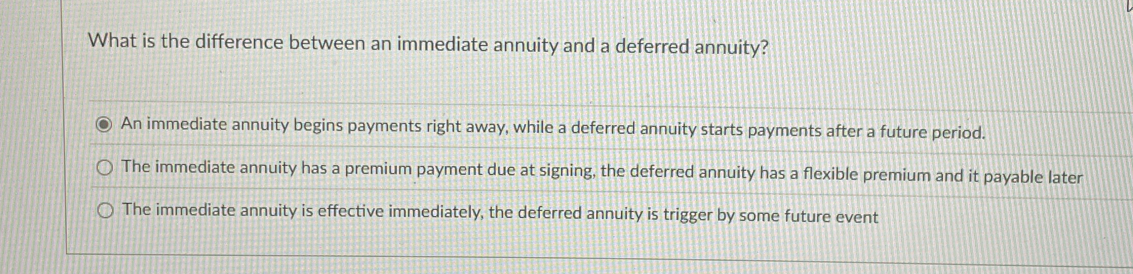 Solved What is the difference between an immediate annuity | Chegg.com
