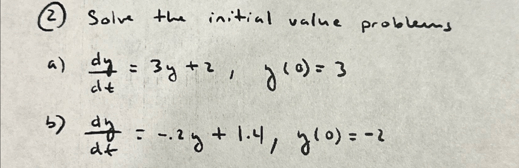 Solved (2) ﻿Solve the initial value | Chegg.com
