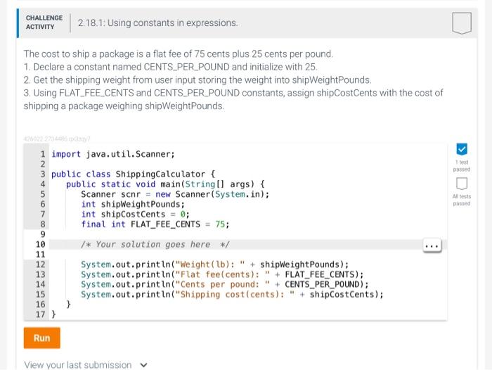 Solved The cost to ship a package is a flat fee of 75 cents | Chegg.com