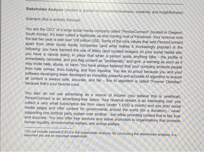 1) Brainstorm 10 stakeholders (write them down / try | Chegg.com