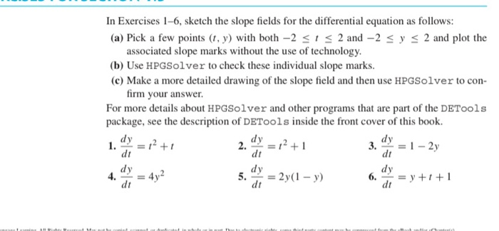 Solved In Exercises 1-6, sketch the slope fields for the | Chegg.com