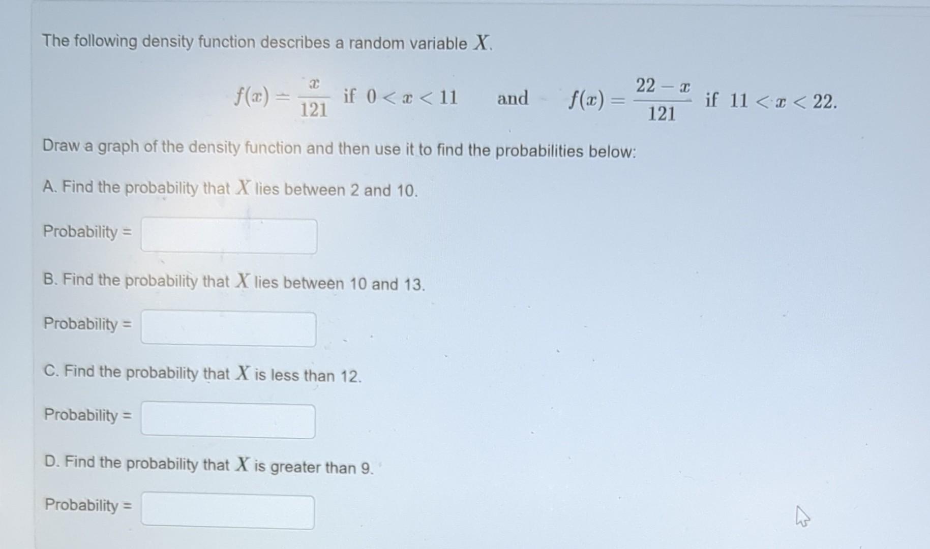 Solved The Following Density Function Describes A Random 5506