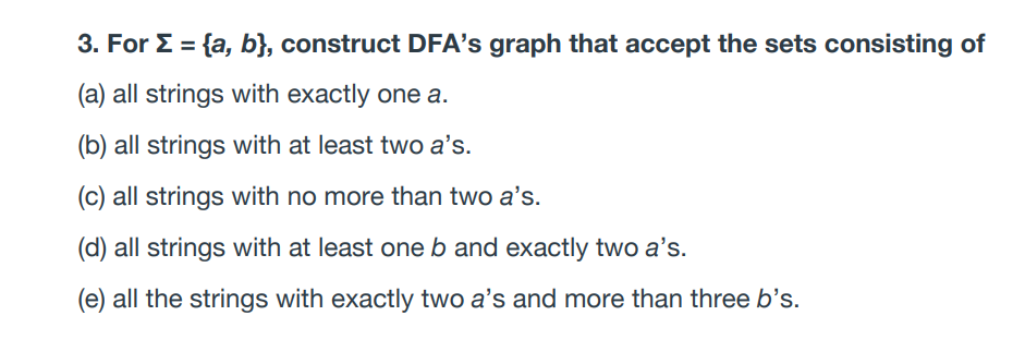 Solved For Σ={a,b}, ﻿construct DFA's graph that accept the | Chegg.com