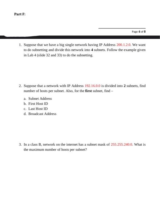 Solved Part A: 1. Change the following IP addresses from | Chegg.com