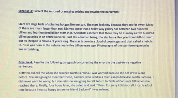 Exercise 3: Correct the misused or missing articles | Chegg.com