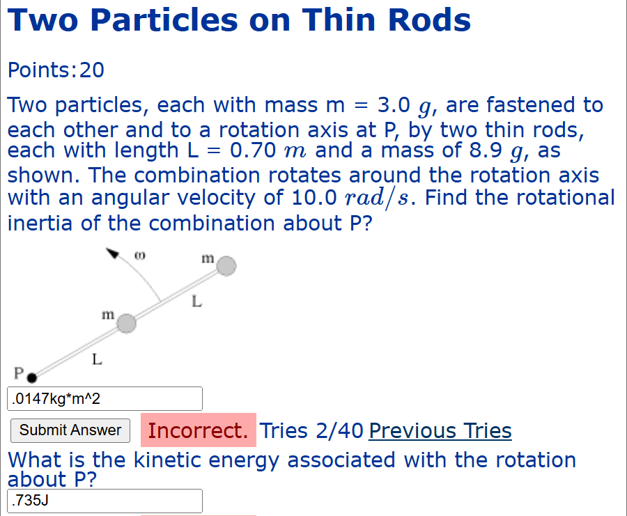 Solved Two Particles on ﻿Thin RodsPoints:20Two particles, | Chegg.com