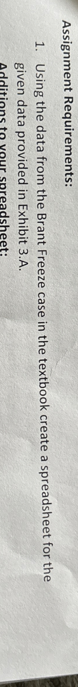 Solved Assignment Requirements:Using the data from the Brant | Chegg.com