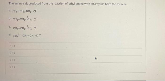 Solved The amine salt produced from the reaction of ethyl | Chegg.com