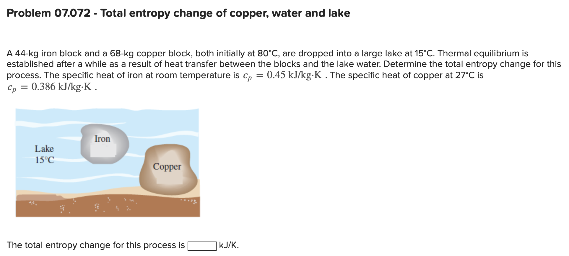 Solved Problem 07.072 - ﻿Total entropy change of ﻿copper, | Chegg.com