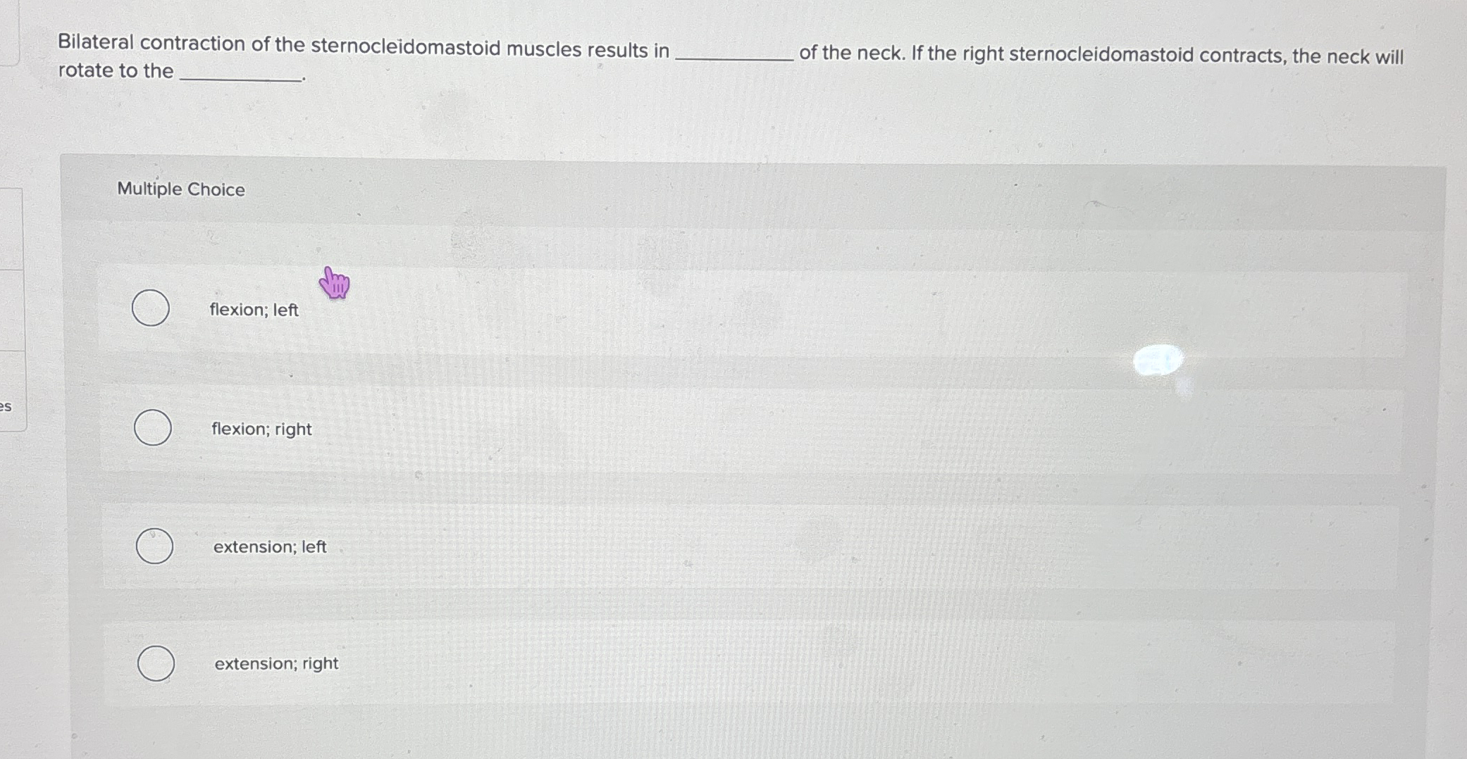 Solved Bilateral contraction of the sternocleidomastoid | Chegg.com