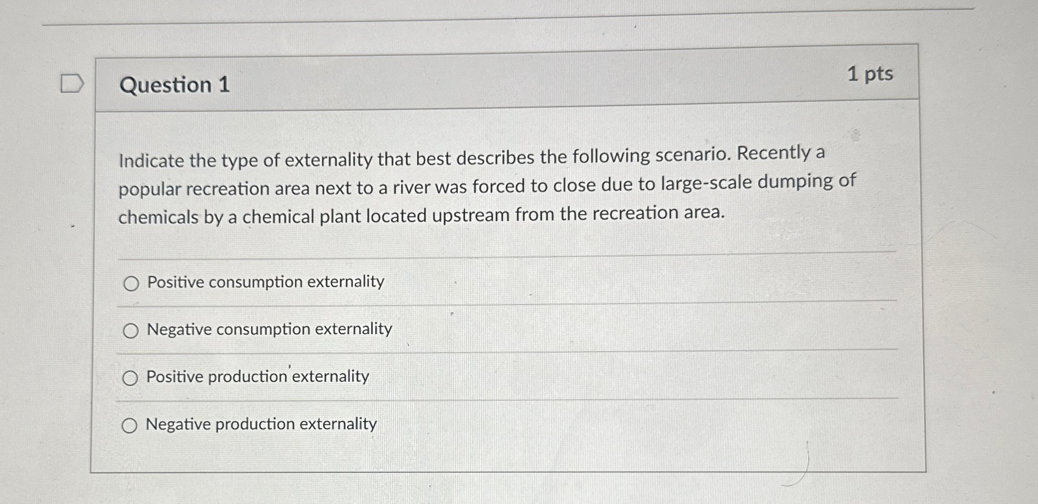 Solved Question 11ptsIndicate the type of externality that | Chegg.com