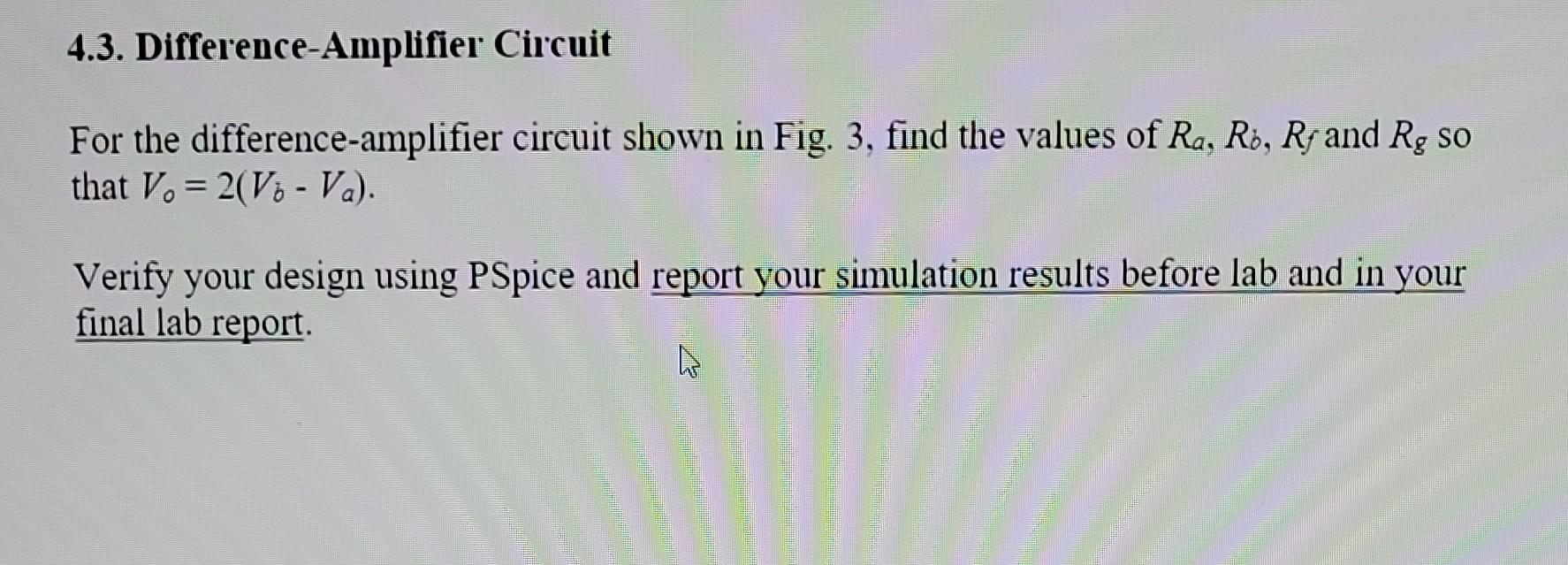 Solved 4.3. Difference-Amplifier Circuit For the | Chegg.com