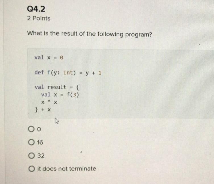 Solved 2 Points What Is The Result Of The Following Program