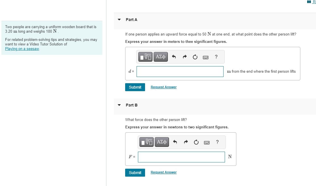 Solved ANSWER PART A & B PLEASETwo people are carrying a | Chegg.com