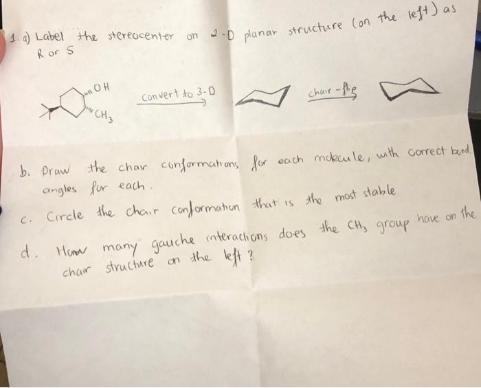 Solved 1. a) Label the stereocenter on 2-D planar structure | Chegg.com