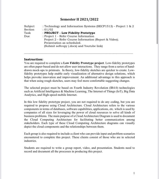 Solved Semester II 2021/2022 Subject Section Technology and | Chegg.com