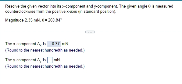 Solved Resolve the given vector into its x-component and | Chegg.com