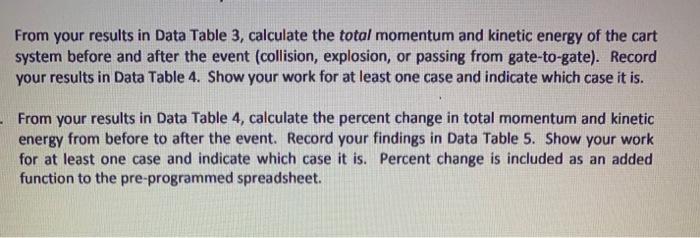 From your results in Data Table 3, calculate the | Chegg.com