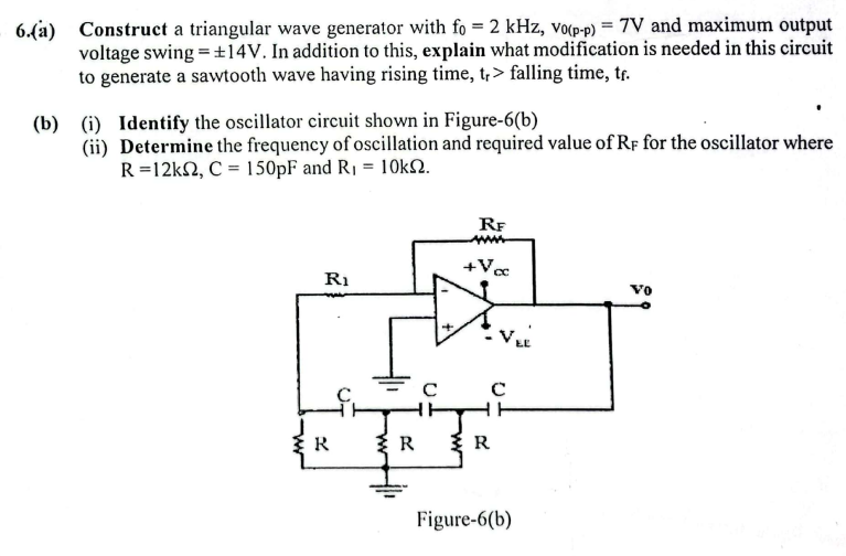 6.(a) ﻿Construct a triangular wave generator with | Chegg.com