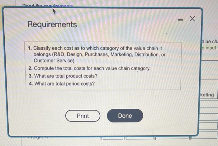 Solved Requirements 1. Classify each cost as to which | Chegg.com