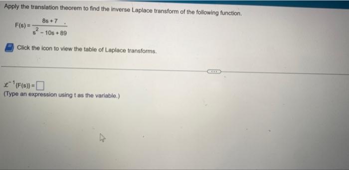 Solved Apply the translation theorem to find the inverse | Chegg.com