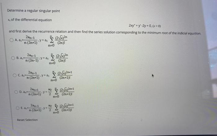 Determine a regular singular point x of the | Chegg.com