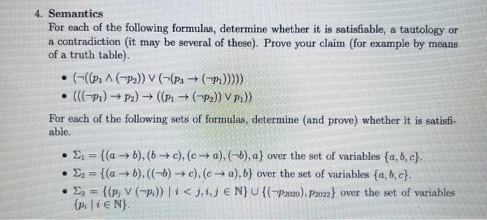 Solved 4. Semantics For each of the following formulas, | Chegg.com