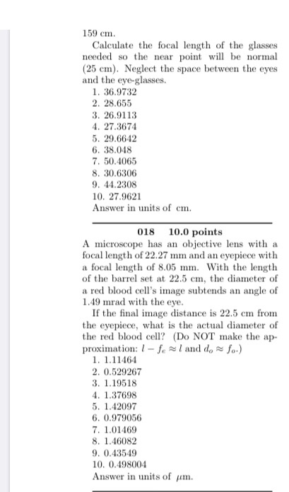 Solved 017 10.0 points A far-sighted student has a near | Chegg.com