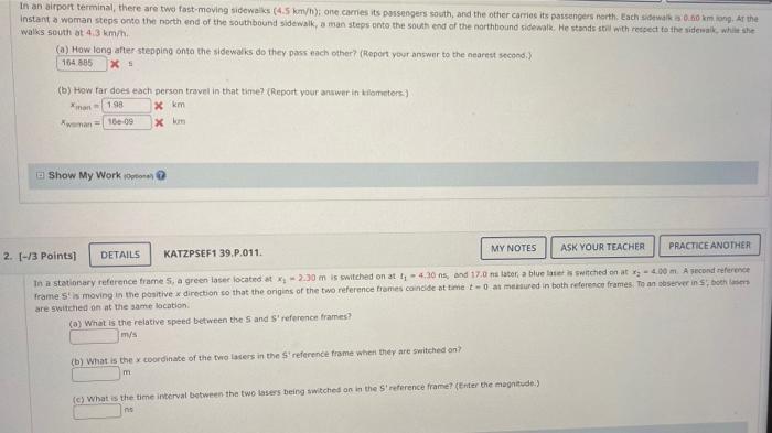 Solved In an aliport terminal, there are twe fast-moving | Chegg.com