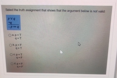 Select the truth assignment that shows that the | Chegg.com