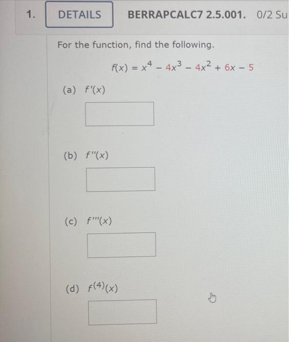 Solved For the function, find the following. | Chegg.com