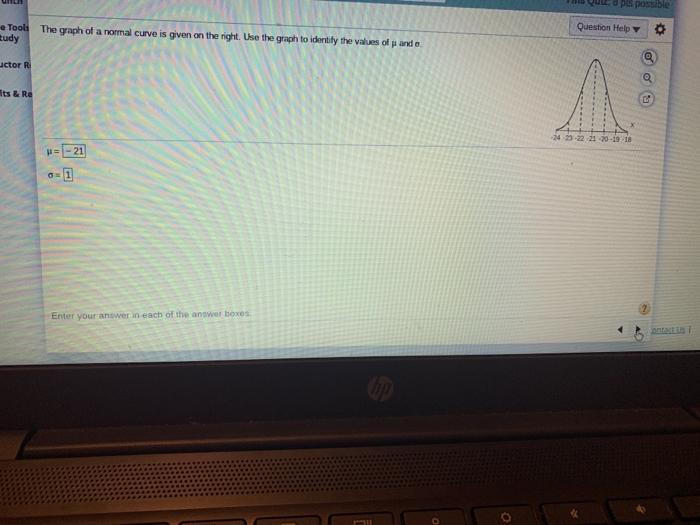 Solved Tools The graph of a normal curve is given on the | Chegg.com