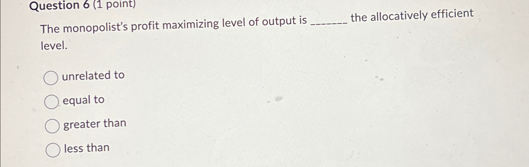 Solved Question 6 (1 ﻿point)The monopolist's profit | Chegg.com