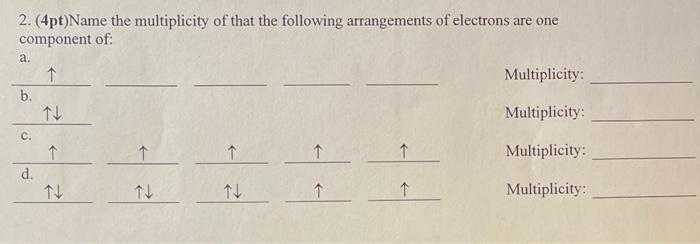 Solved 2. (4pt)Name the multiplicity of that the following | Chegg.com
