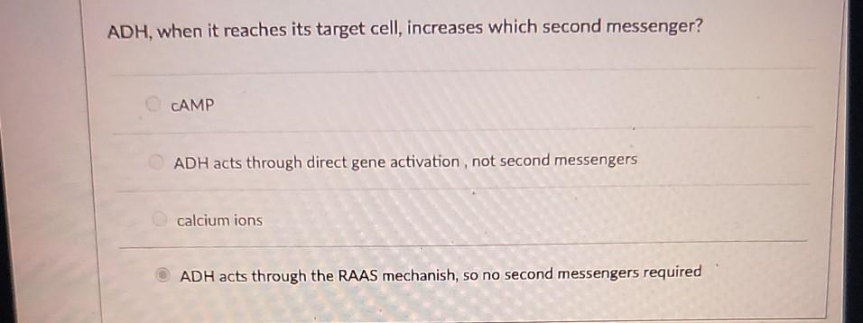 Solved ADH, when it reaches its target cell, increases which | Chegg.com