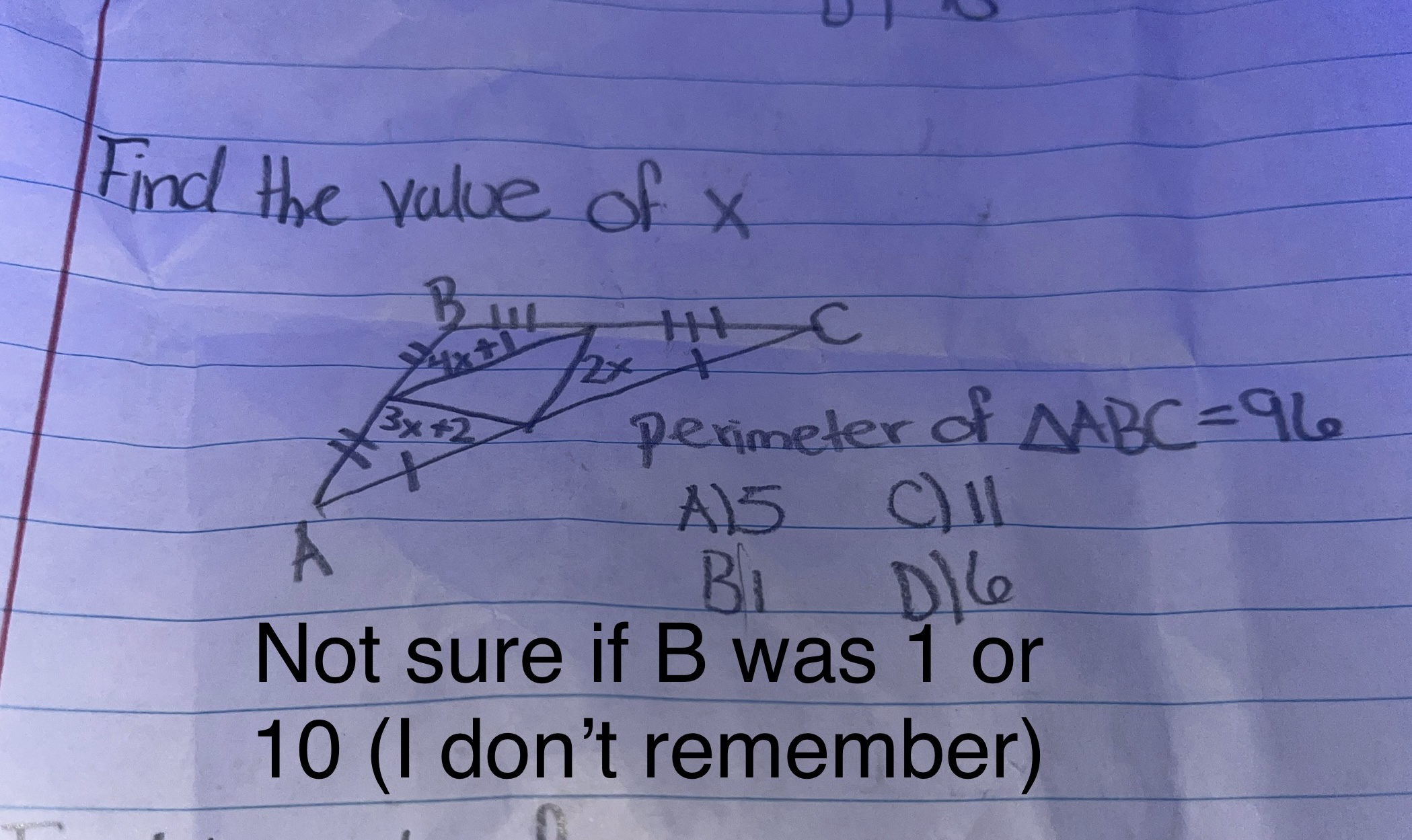 Solved Find the value of xNot sure if B was 1 ﻿or 10 (I | Chegg.com