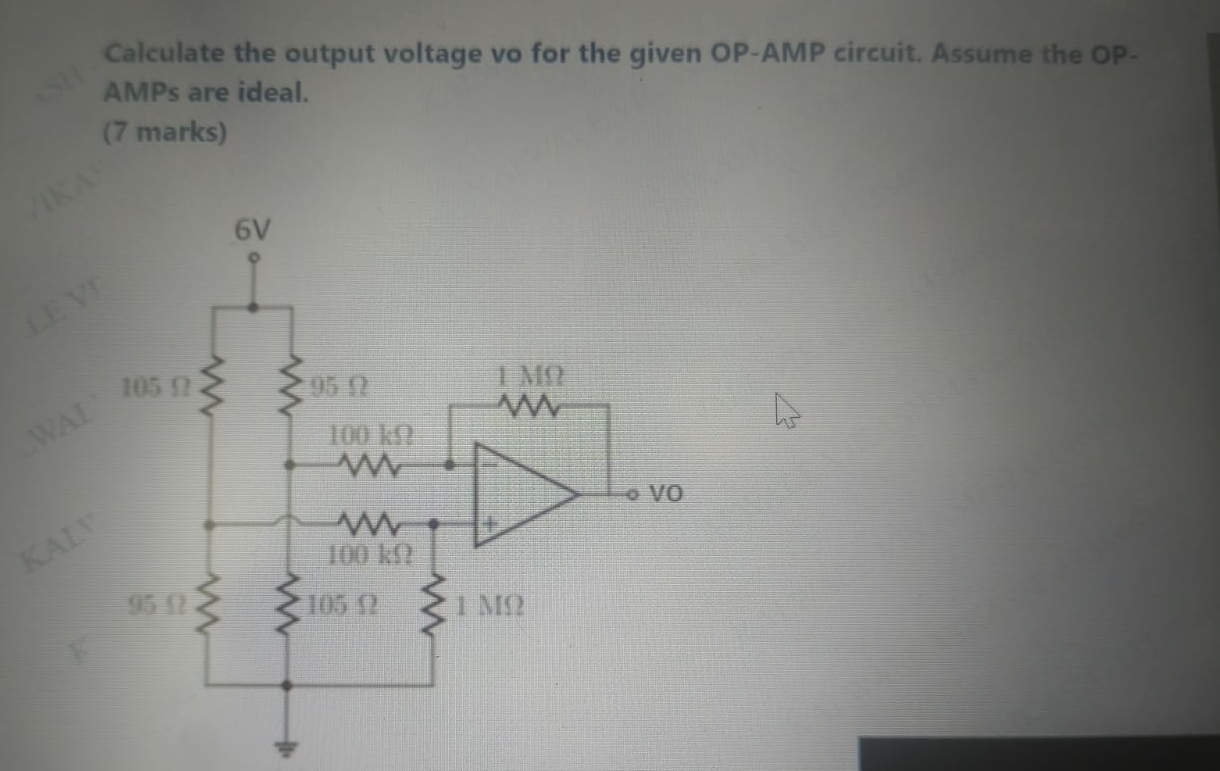 Solved Calculate the output voltage vo for the given OP-AMP | Chegg.com