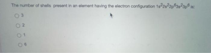 Solved The number of shells present in an element having the | Chegg.com