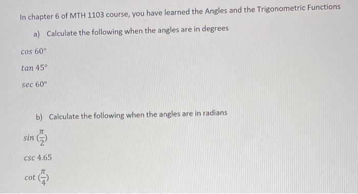 Solved In chapter 6 of MTH 1103 course, you have learned the | Chegg.com